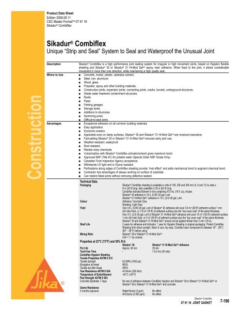 Sikadur Combiflex Tech Sheetpdf Northland Construction Supplies 0947
