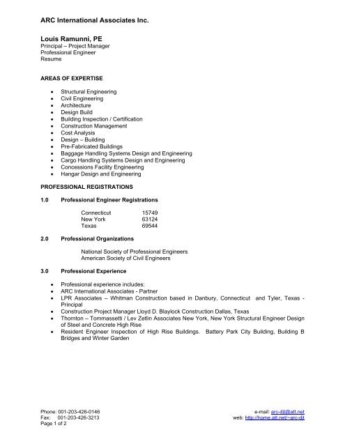 ARC International Associates Inc. Louis Ramunni, PE