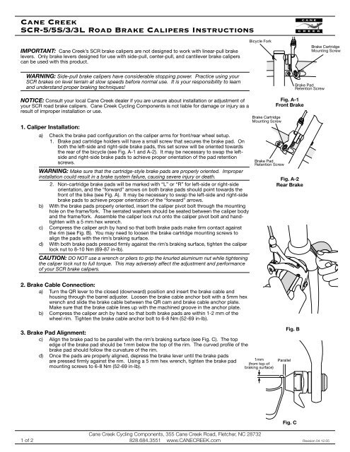 SCR Road Caliper Instructions - Cane Creek