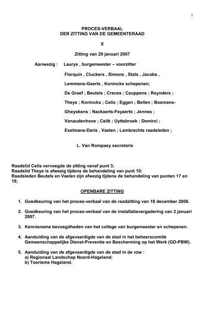 PROCES-VERBAAL DER ZITTING VAN DE ... - Groen Diest