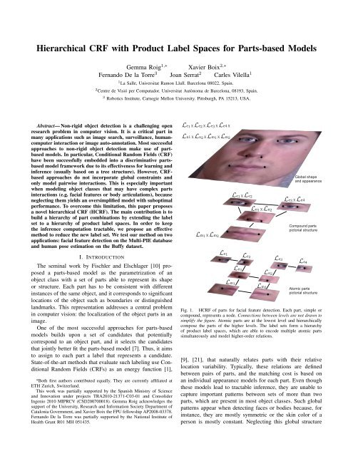 Hierarchical CRF with Product Label Spaces for Parts-based Models