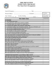 FIRE PREVENTION INSPECTION CHECKLIST
