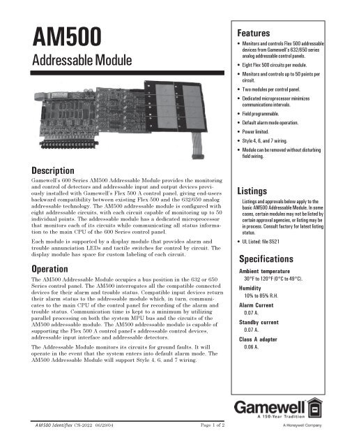 Data Sheet - Gamewell-FCI