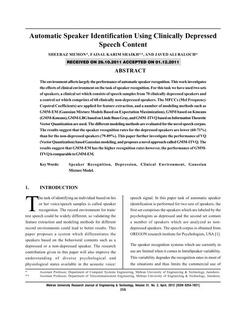 (Sheeraz Memon-Faisal Karim Shaikh-Javed Baloch). - Mehran ...