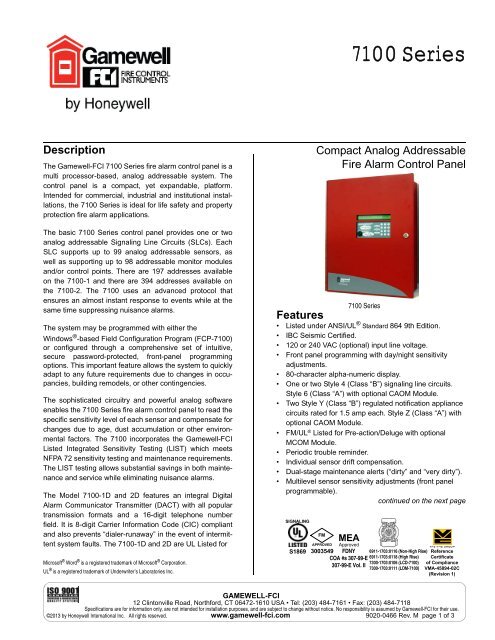 7100 Series - Gamewell-FCI