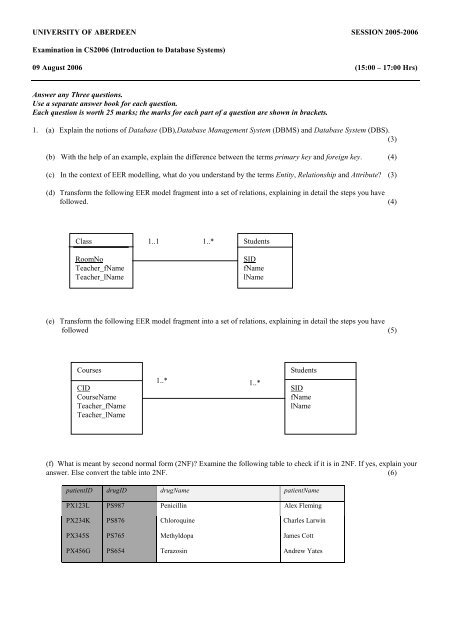 2006 Resit Exam paper