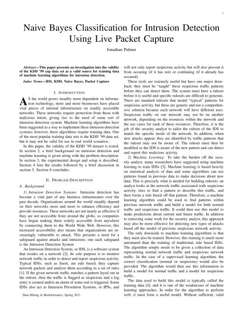 Naive Bayes Classification For Intrusion Detection Using Live Packet