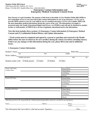 Student Emergency Contact Card