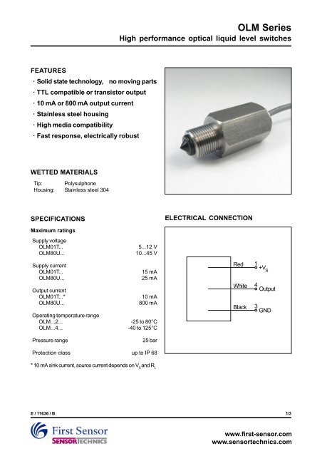 OLM liquid level switch - Sensortechnics