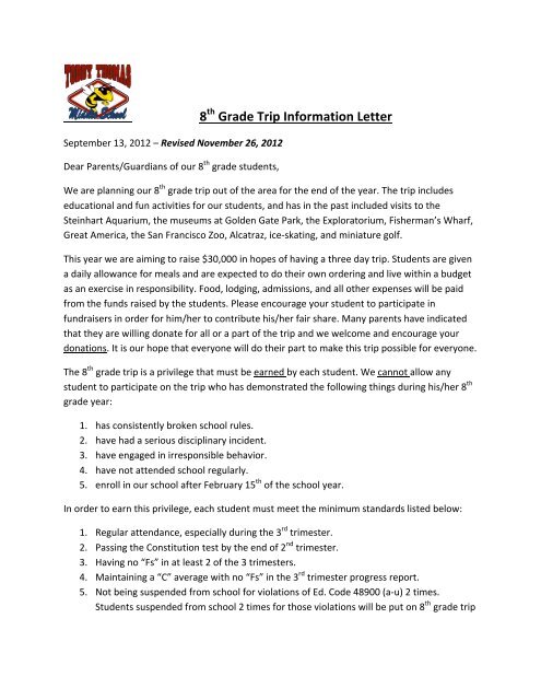 8th Grade Trip Information Letter[1]