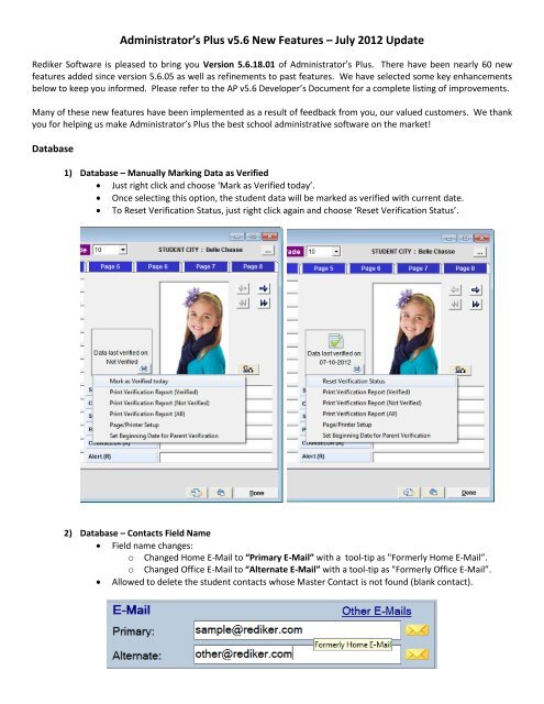 Administrator's Plus 5.6: What's New v5.6.18.01 - Rediker Software ...
