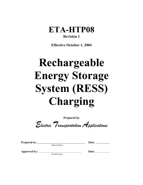 Rechargeable Energy Storage System - Advanced Vehicle Testing ...