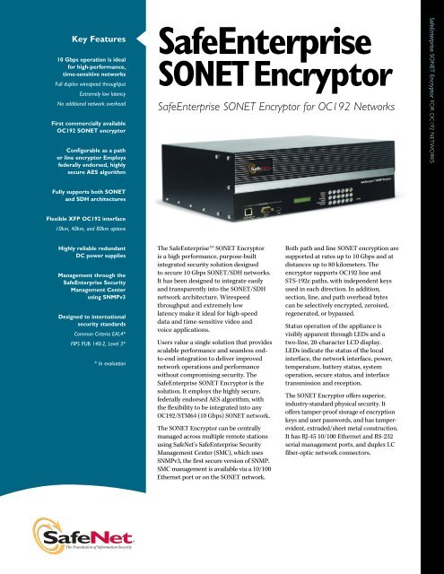 SafeEnterprise SONET OC192 ... - Global Forte