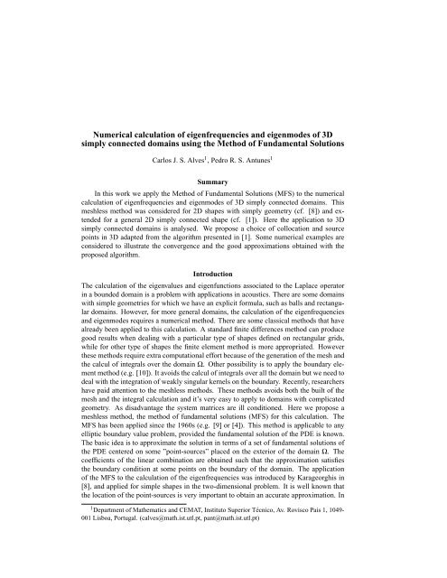 Numerical calculation of eigenfrequencies and eigenmodes of 3D ...