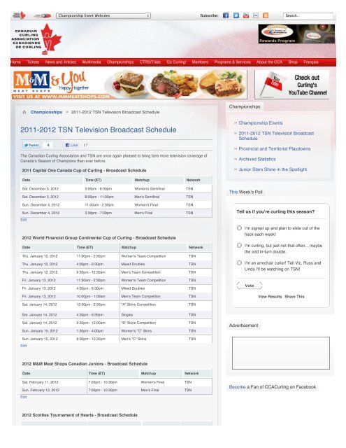2011-2012 TSN Television Broadcast Schedule Â» Canadian Curling ...