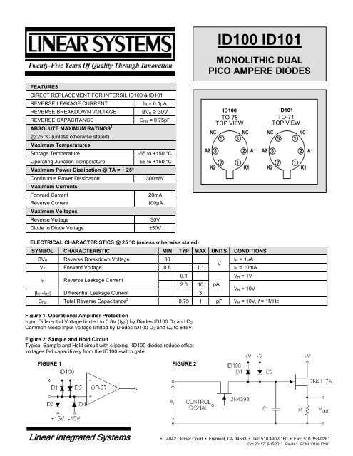 ID100, 101 - Linear Integrated Systems