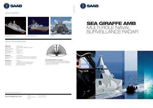 Sea GIRaFFe aMB Multi-Role Naval SuRveillaNce RadaR - Saab