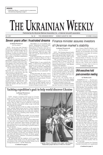 INDEPENDENT UKRAINE - The Ukrainian Weekly