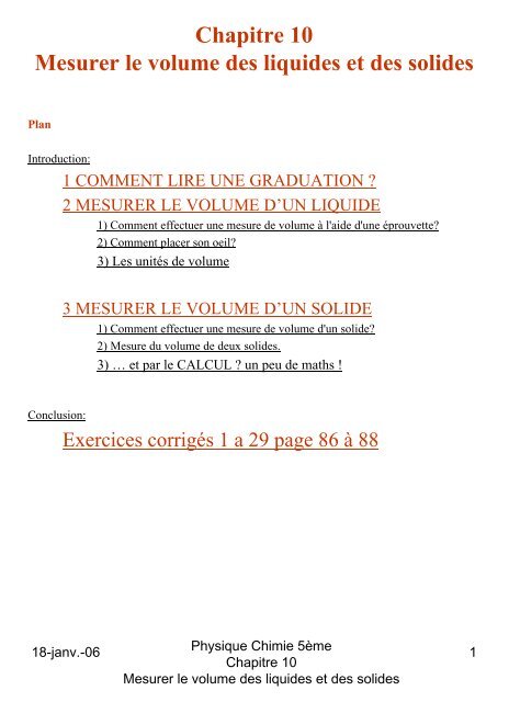 mesurer le volume d'un solide avec une éprouvette graduée