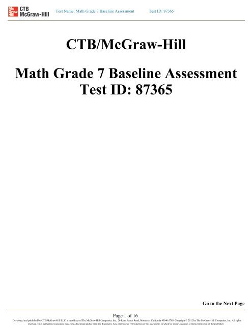 Incoming Grade 7 Math Assignment