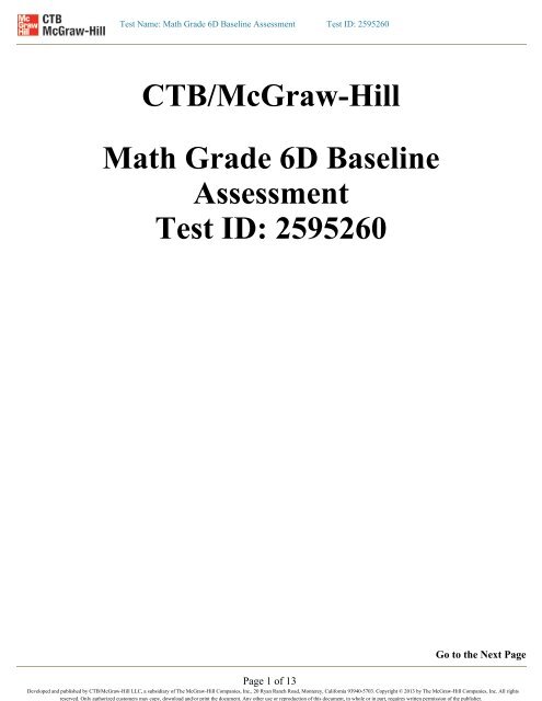 2013 Incoming Math Grade 6D Assignment