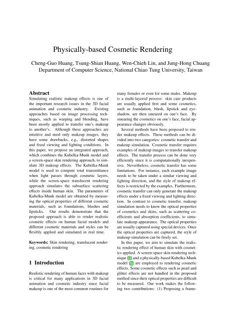 Physically-based Cosmetic Rendering