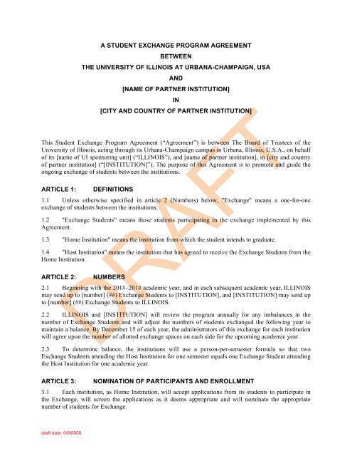 a student exchange program agreement between the university of ...