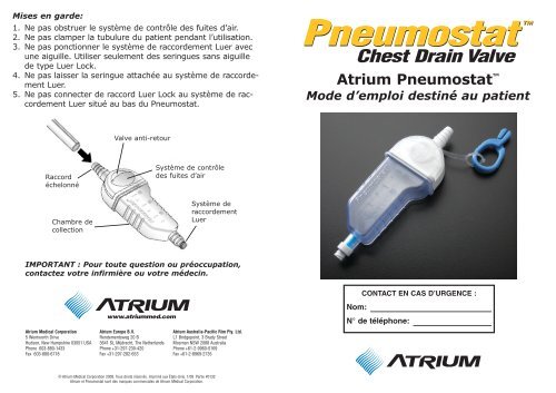 Pneumostat Patient IFU FR 0132 - Atrium Medical Corporation