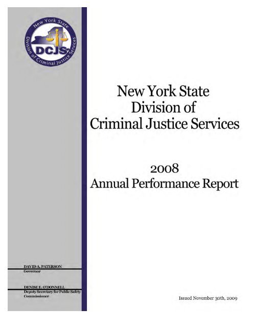 DCJS Annual Performance Report - Division of Criminal Justice ...