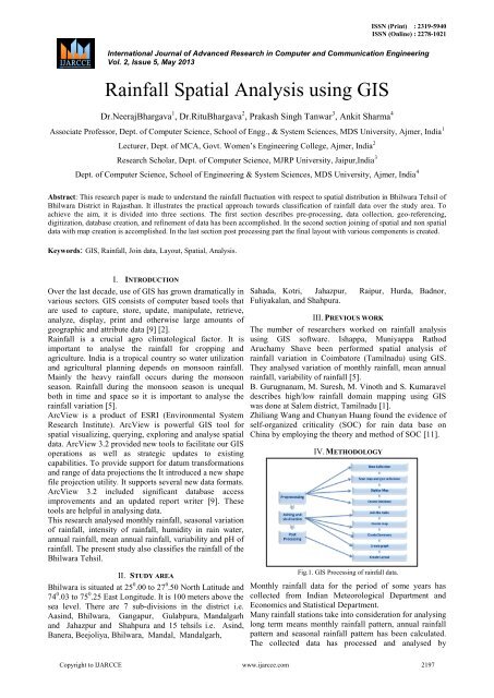 Rainfall Spatial Analysis using GIS - Ijarcce.com