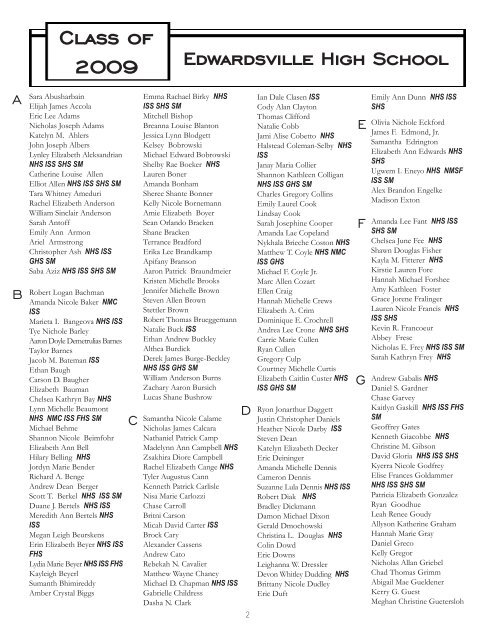 Class of 2009 - Edwardsville School District 7