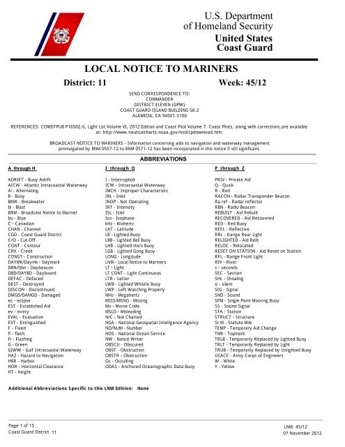 Local Notice To Mariners Week #45-2012 - Dana Point Boaters ...