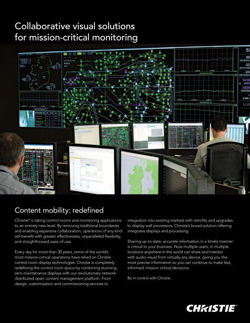 Christie Control Room Solutions Overview - Christie Digital Systems