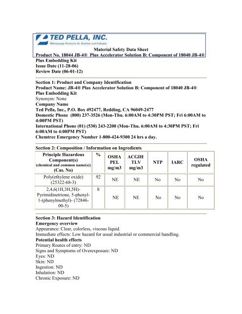 MSDS - Ted Pella, Inc.