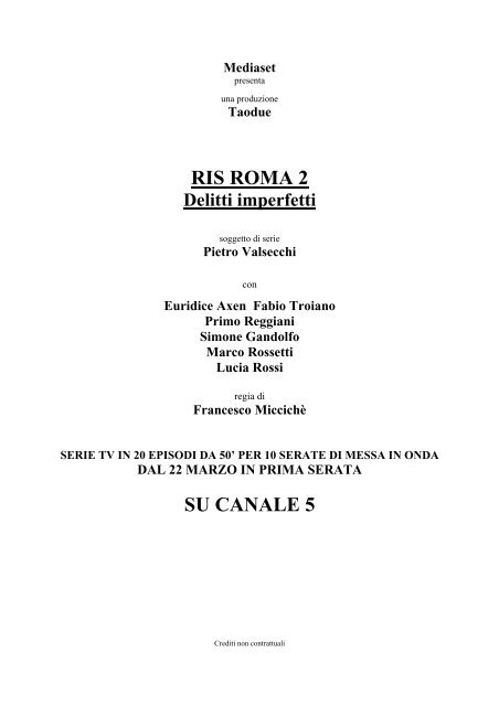 RIS ROMA 2 SU CANALE 5 - Mediaset.it