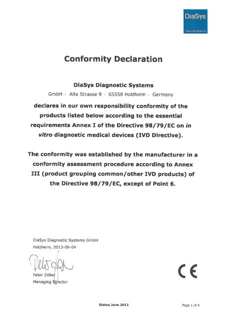 Reagents - DiaSys Diagnostic Systems GmbH