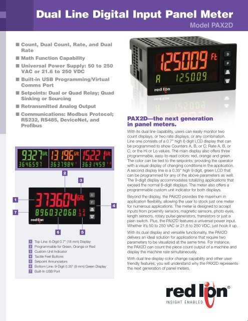 Dual Line Digital Input Panel Meter - Red Lion Controls