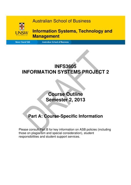 Infs3605 Information Systems Project 2 Course Outline