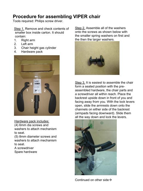 Procedure for assembling VIPER chair - Valo Furniture