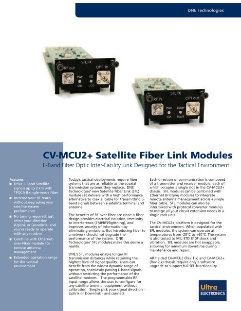 CV-MCU2+ Satellite Fiber Link Modules - Ultra Electronics DNE ...