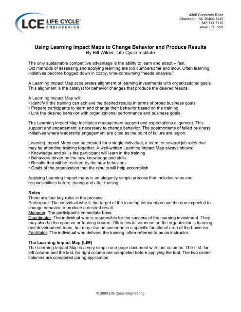 Learning Impact Maps - Wilder - Life Cycle Engineering