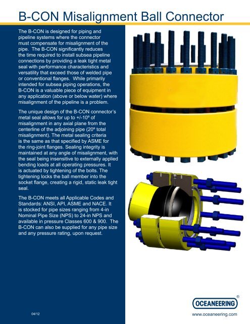 B-CON Misalignment Ball Connector - Oceaneering