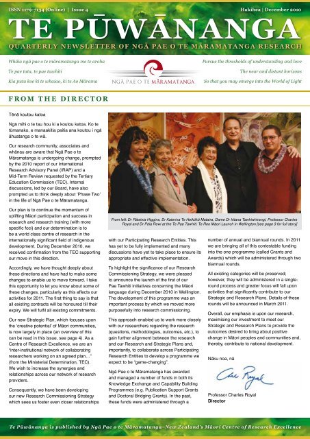 F rOm t H e DI r ec t Or - NgÄ Pae o te MÄ ramatanga