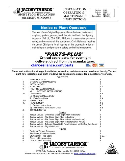 "PARTS-PLUS" - Clark Reliance