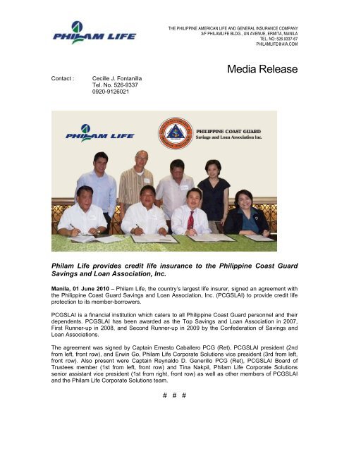 Philam Life Photo Release on PCGSLAI MOA signing