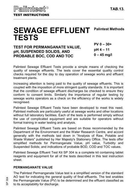 sewage effluent tests - RB Instrument