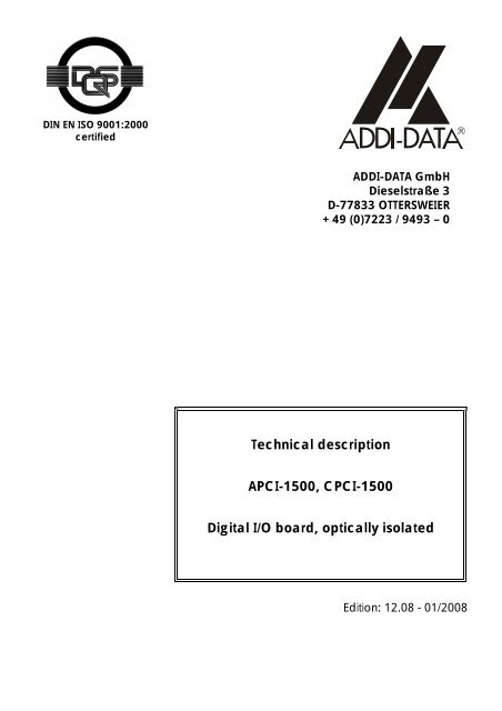 APCI-1500, CPCI-1500 - Egmont Instruments