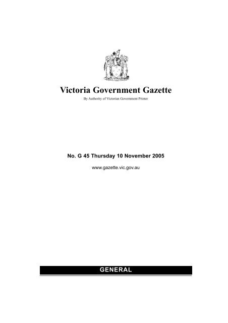 general - Victoria Government Gazette