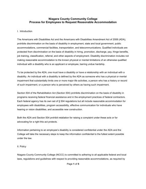 Process For Employees To Request Reasonable Accommodation
