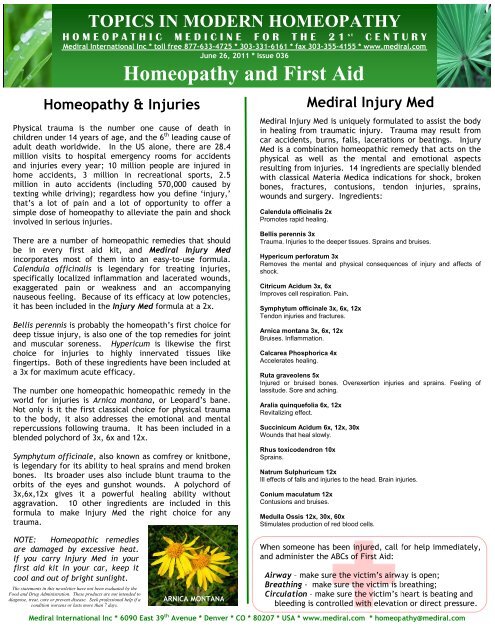 Homeopathy and First Aid - Mediral
